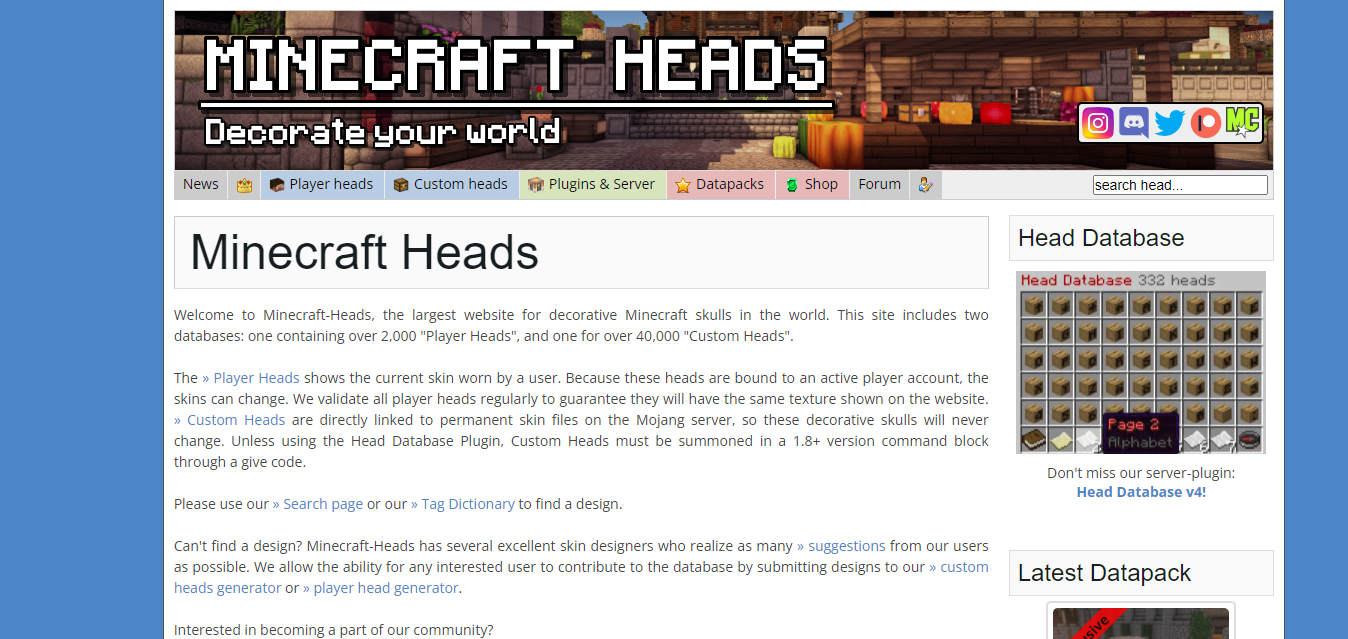 Minecraft Heads-MC装饰头颅收集站 - 软件资源 - Minecraft(我的世界)苦力怕论坛